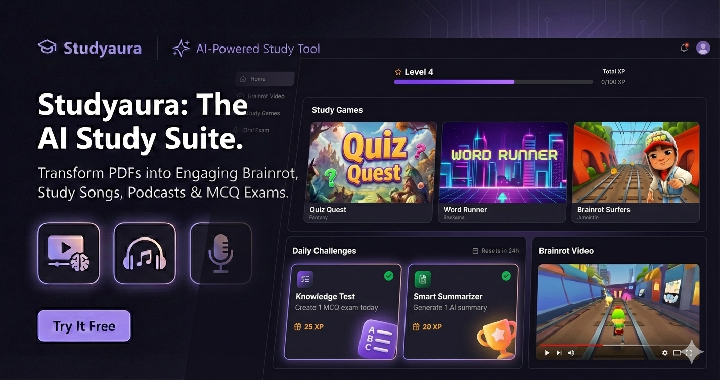 Studyaura - AI Study Tool | Transform PDFs into Engaging Educational Videos